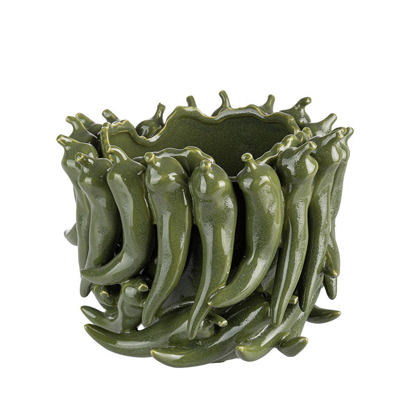 Andrea Bizzotto Vaso Spicy Peperoncini Verde in ceramica H21 cm – Le Gioie