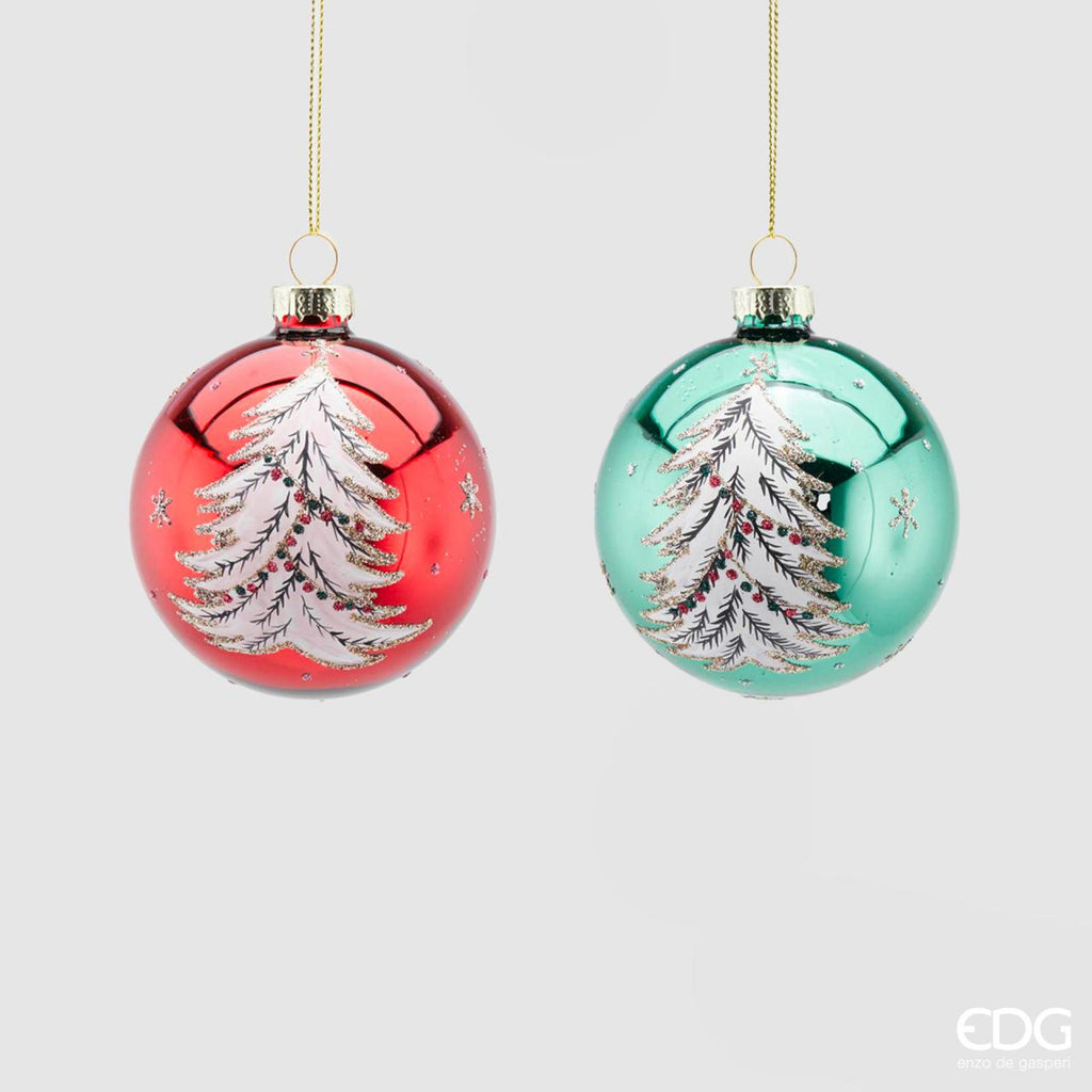 EDG Enzo De Gasperi set of 2 Green Glass Christmas Balls D8 cm – Le Gioie