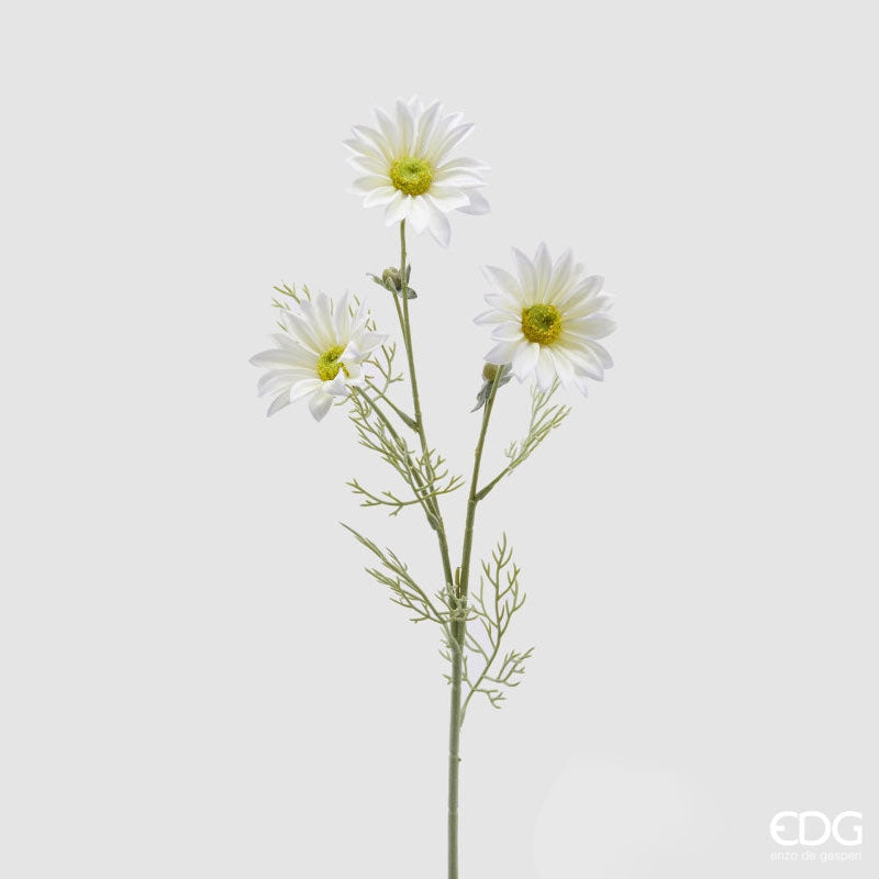 EDG Enzo De Gasperi Artificial Daisy Branch x3 Flowers H65 cm White ...