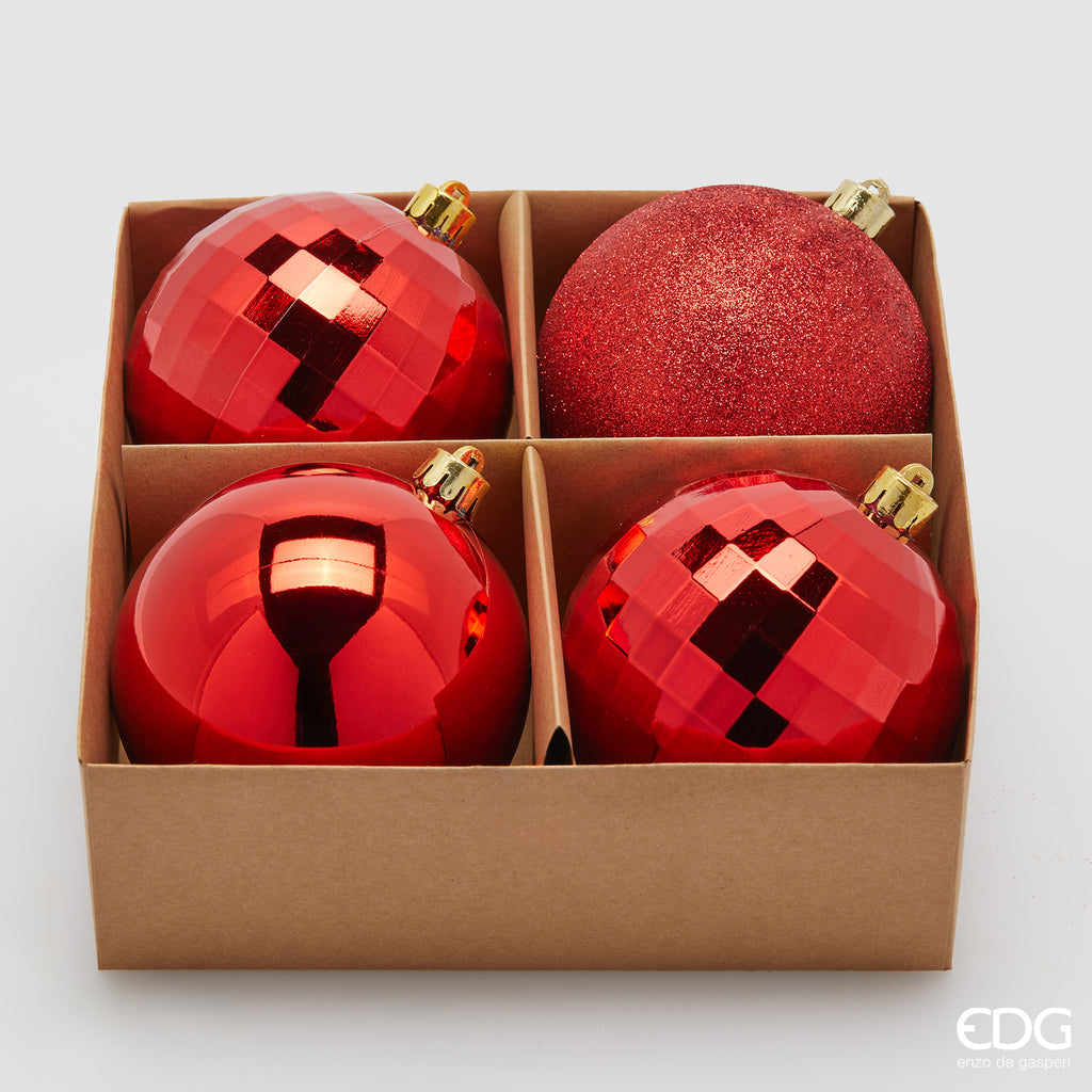 EDG Enzo De Gasperi Set of 4 Mirrormix Red Christmas Balls D10 cm – Le ...