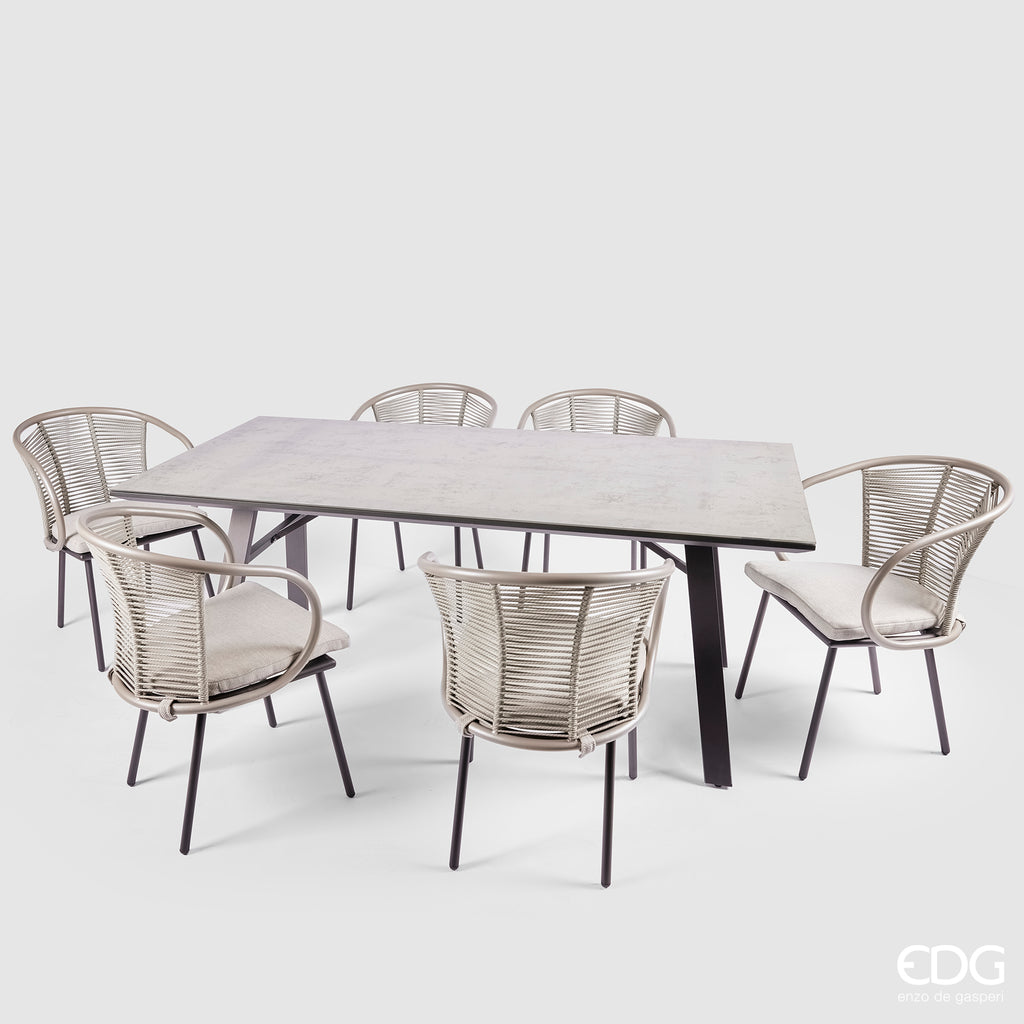 EDG Enzo de Gasperi Set Esterno da Giardino Kendo Tavolo con sedie 7 P ...