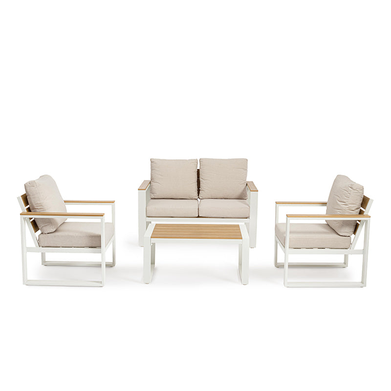 Andrea Bizzotto Set Salotto da Esterno Leandro Bianco e Beige Polywood ...