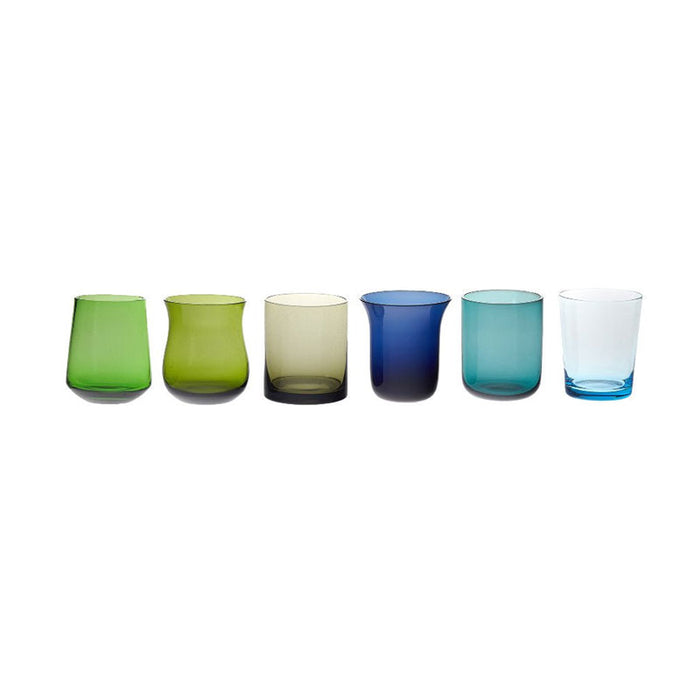 Bitossi Home Set 6 Bicchieri Tumbler Nuance Blu e Verde in Vetro Soffi ...
