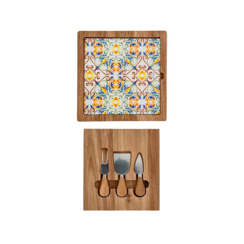 Brandani Medici Cheese Cutting Board in Acacia Wood with Accessories ...