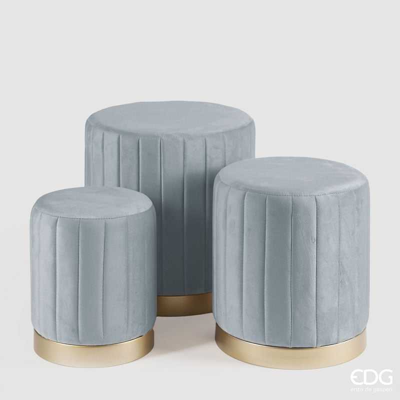 EDG Enzo De Gasperi Set 3 Pouf Righe Blue Sage – Le Gioie