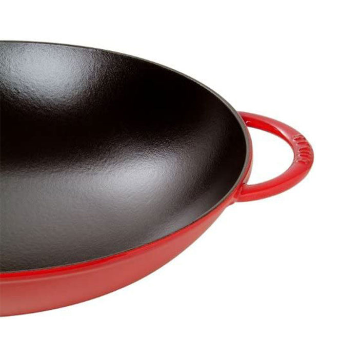 Staub Cast Iron Wok Pan 2 Handles D 37cm Red — Le Gioie